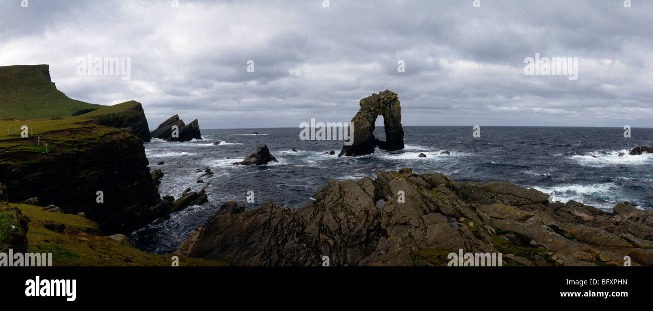 Foula Shetlands Scotland Seascape Gaarda Stack Natural Arch Stock Photo ...