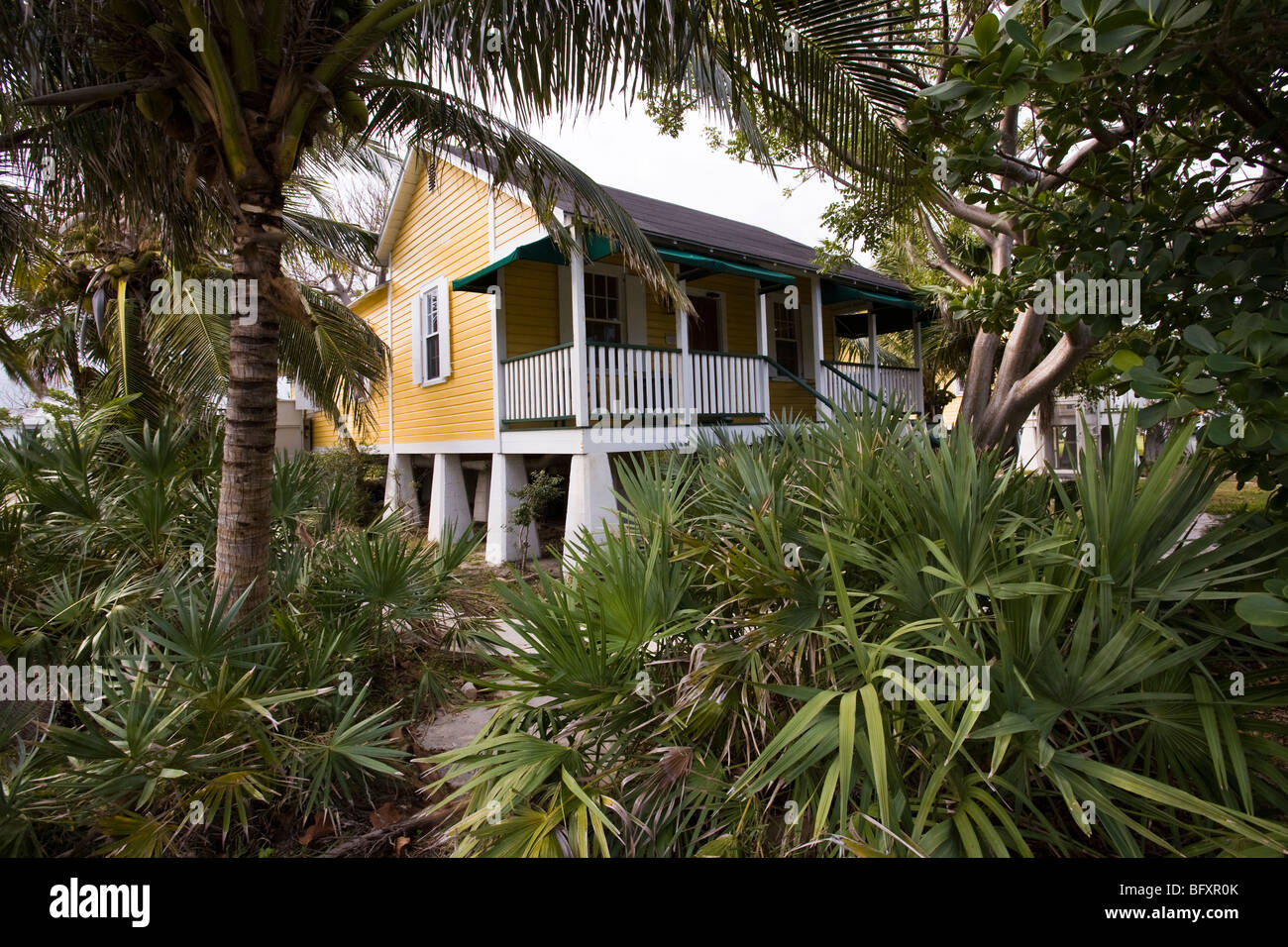 A yellow beach house is an example of island style Key West Florida FL ...