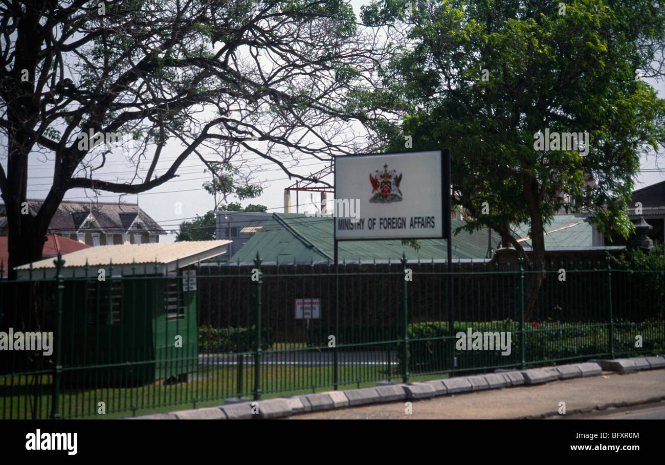 Port Of Spain Trinidad Ministry Of Foreign Affairs Sign Stock Photo - Alamy