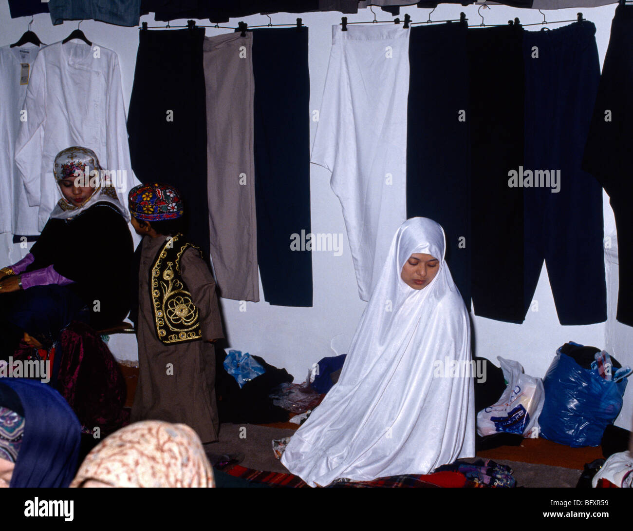 Peckham London Peckham Mosque Woman Praying Looking To The Left Stock ...