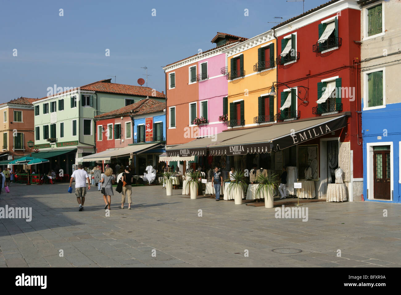 Venice, Burano, colourful restaurants Stock Photo - Alamy
