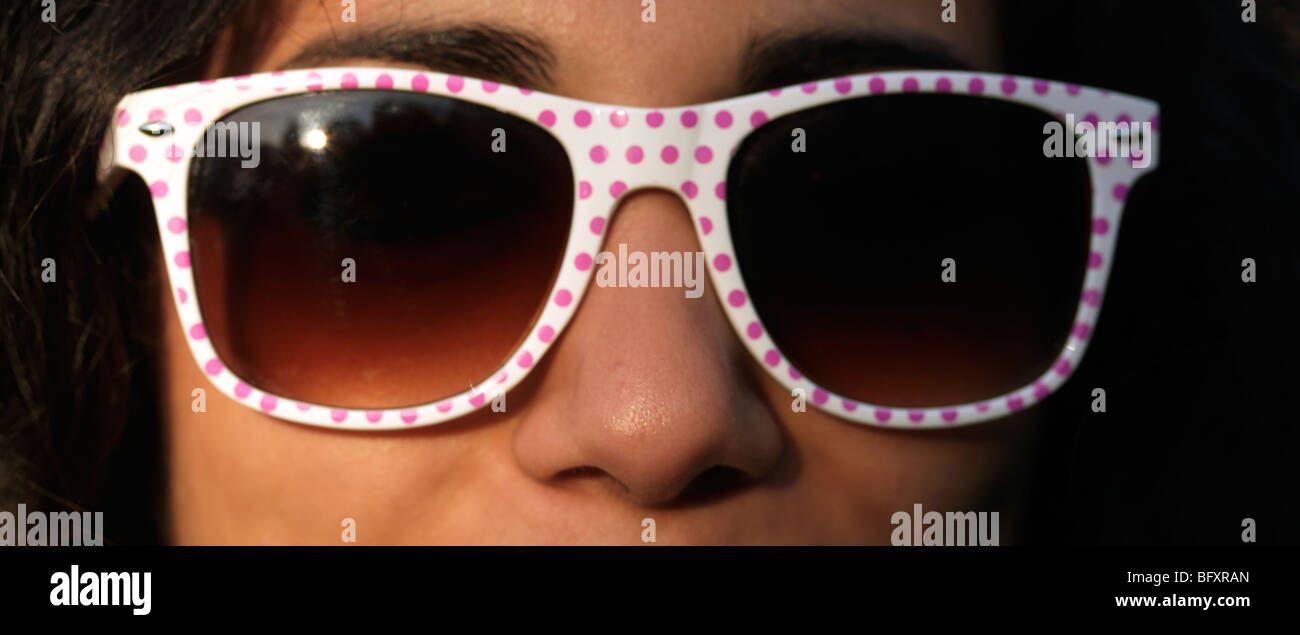 Cool Pink Spotty Sunglasses Stock Photo - Alamy