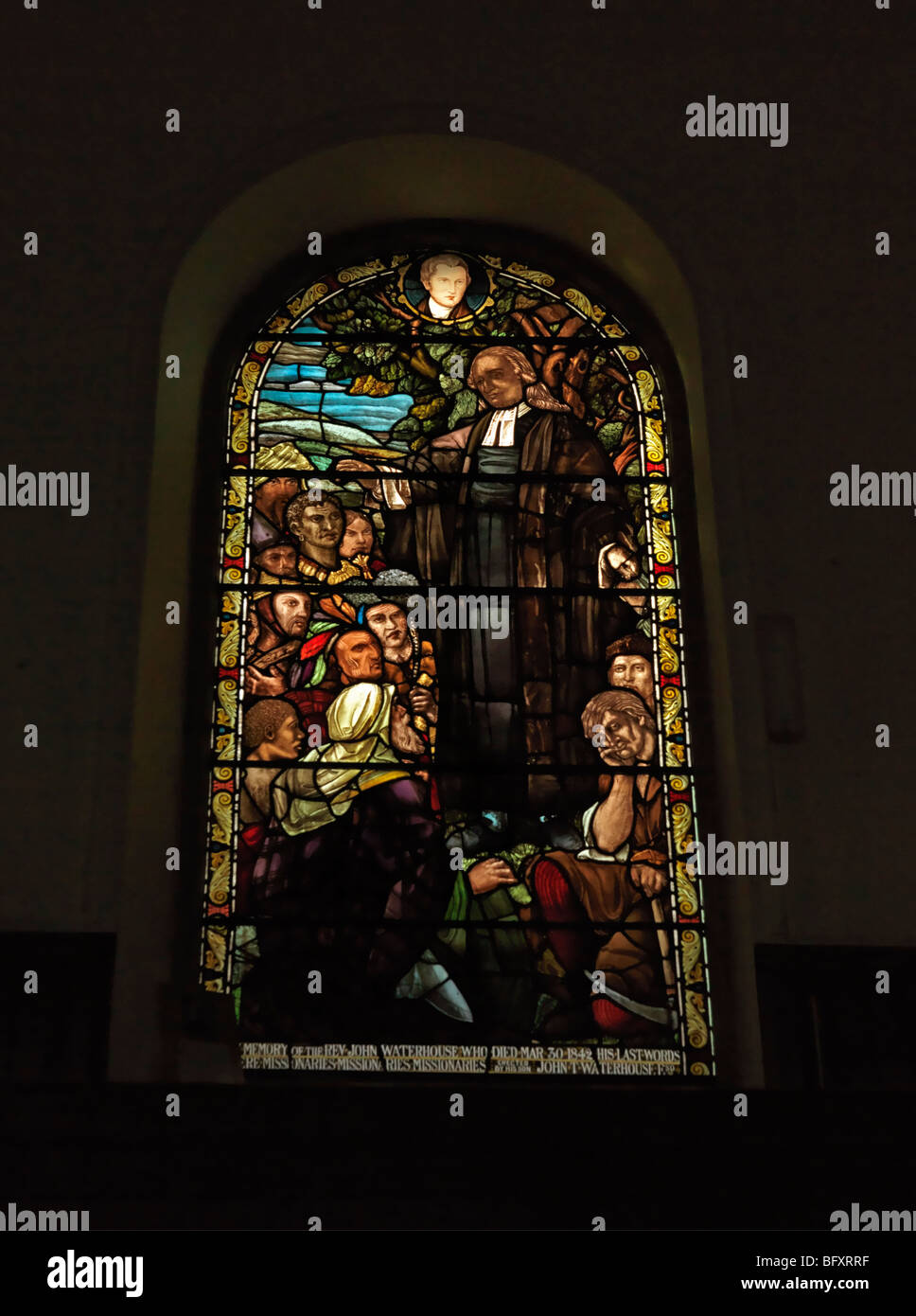 Stained Glass Window Showing John Wesley Preaching to the World Wesleys ...