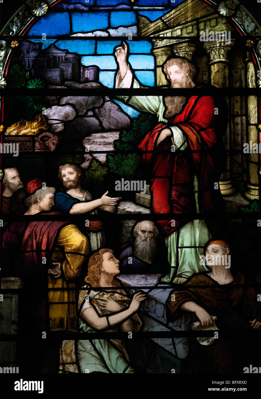 Stained Glass Window Showing John Wesley Preaching to the World Wesleys ...