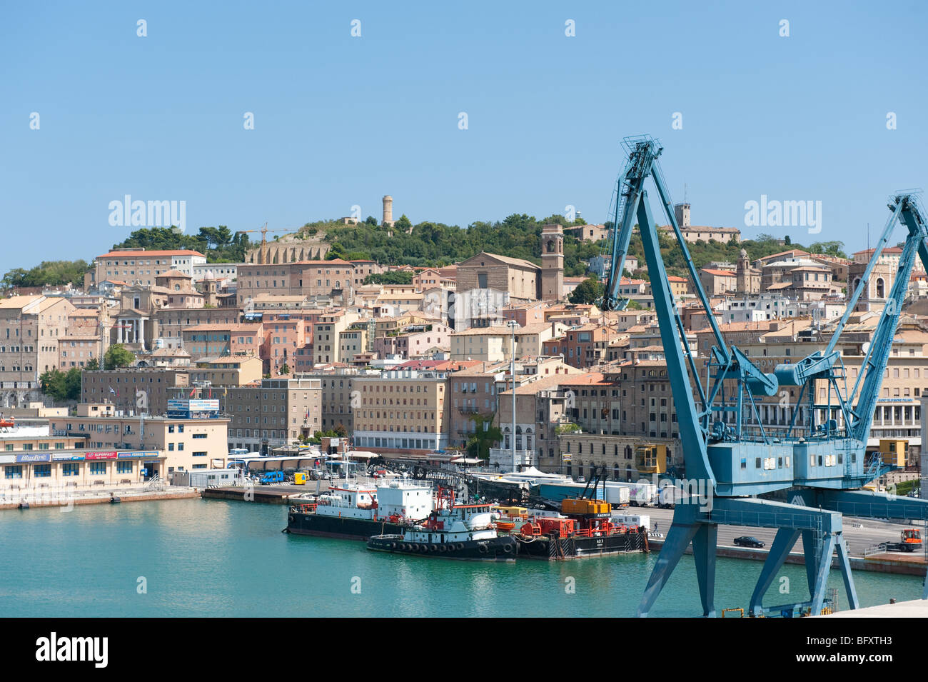 Big Italian harbor with cranes Stock Photo - Alamy