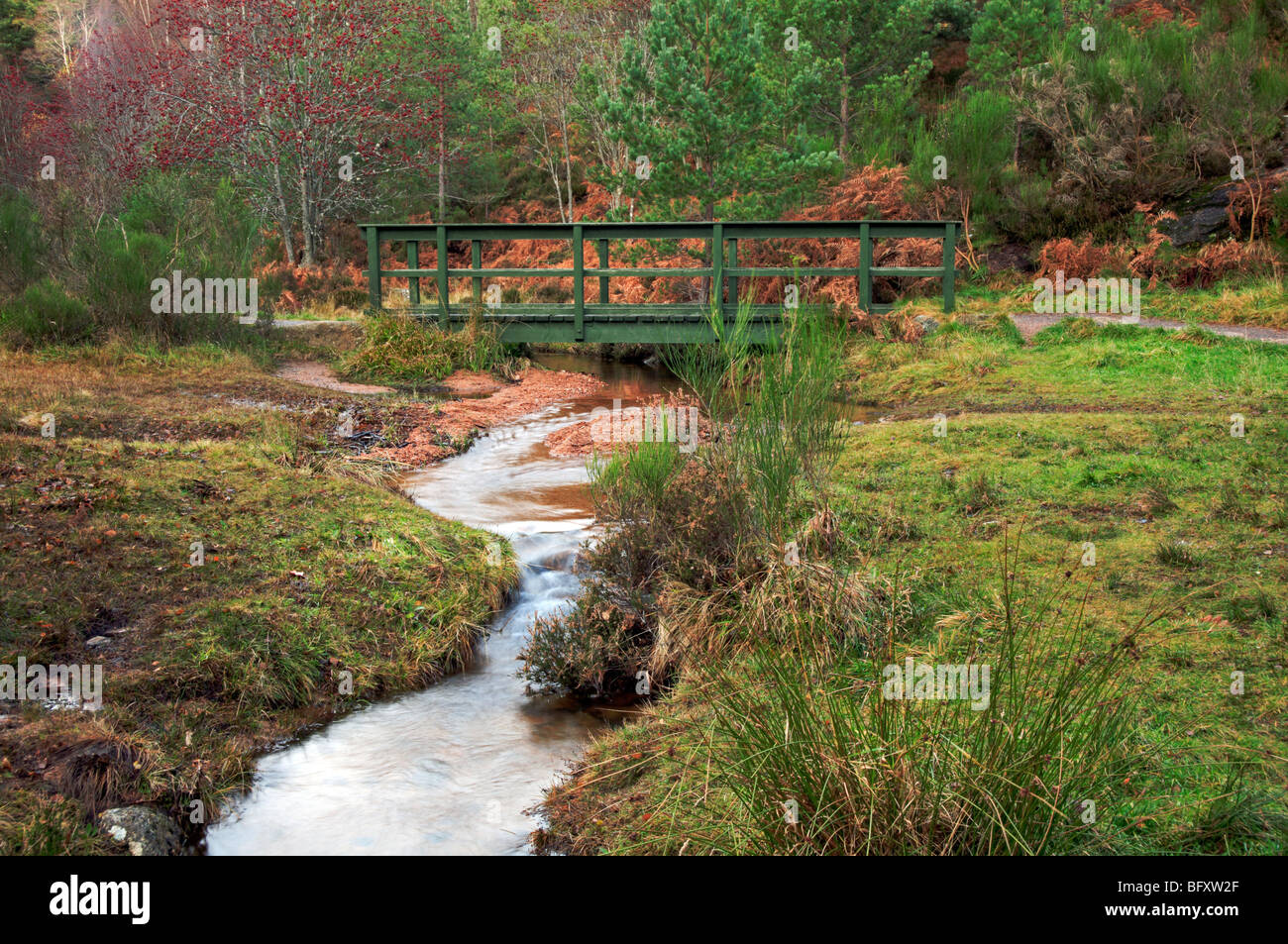 Footbridge over the Vat Burn leading to the Burn o' Vat glacial feature ...