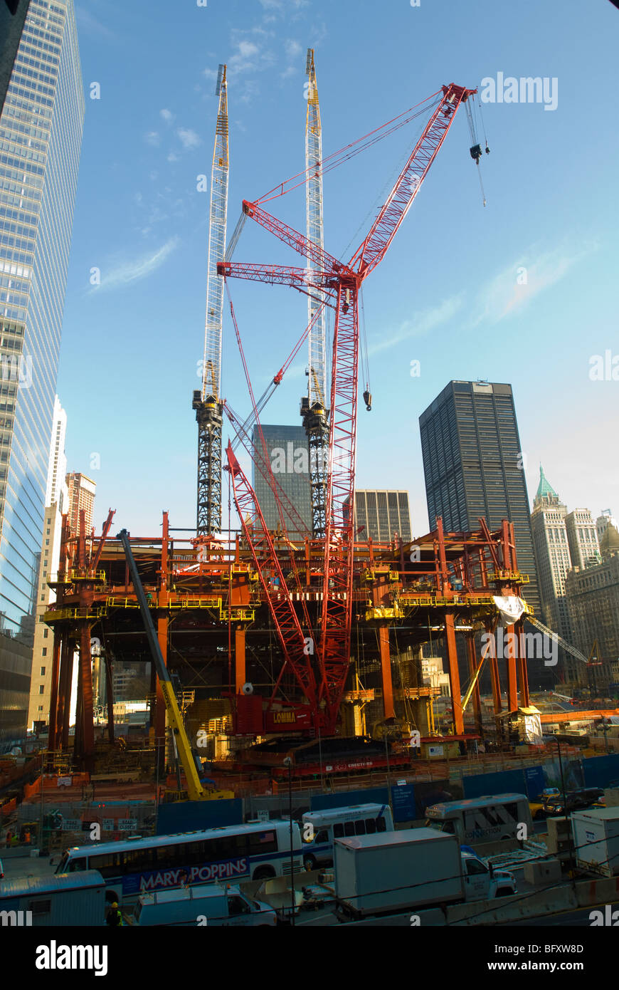 Construction on the Freedom Tower, center, at Ground Zero in New York ...