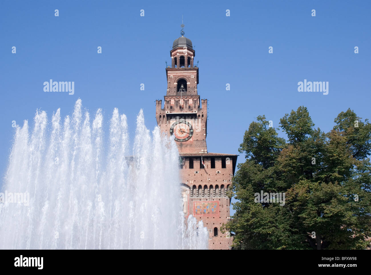 filarete tower - castello sforzesco - milan - lombardy, italy Stock ...