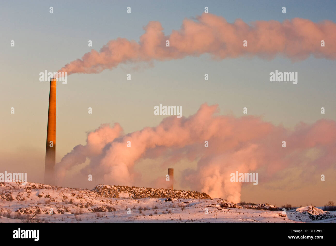 Vale Superstack on a cold winter morning, Greater Sudbury, Ontario ...