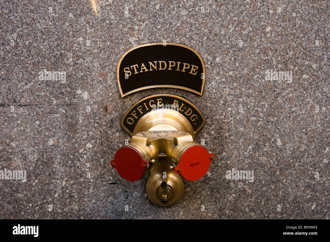 Standpipe on the outside of a office building in Rockefeller Center in ...
