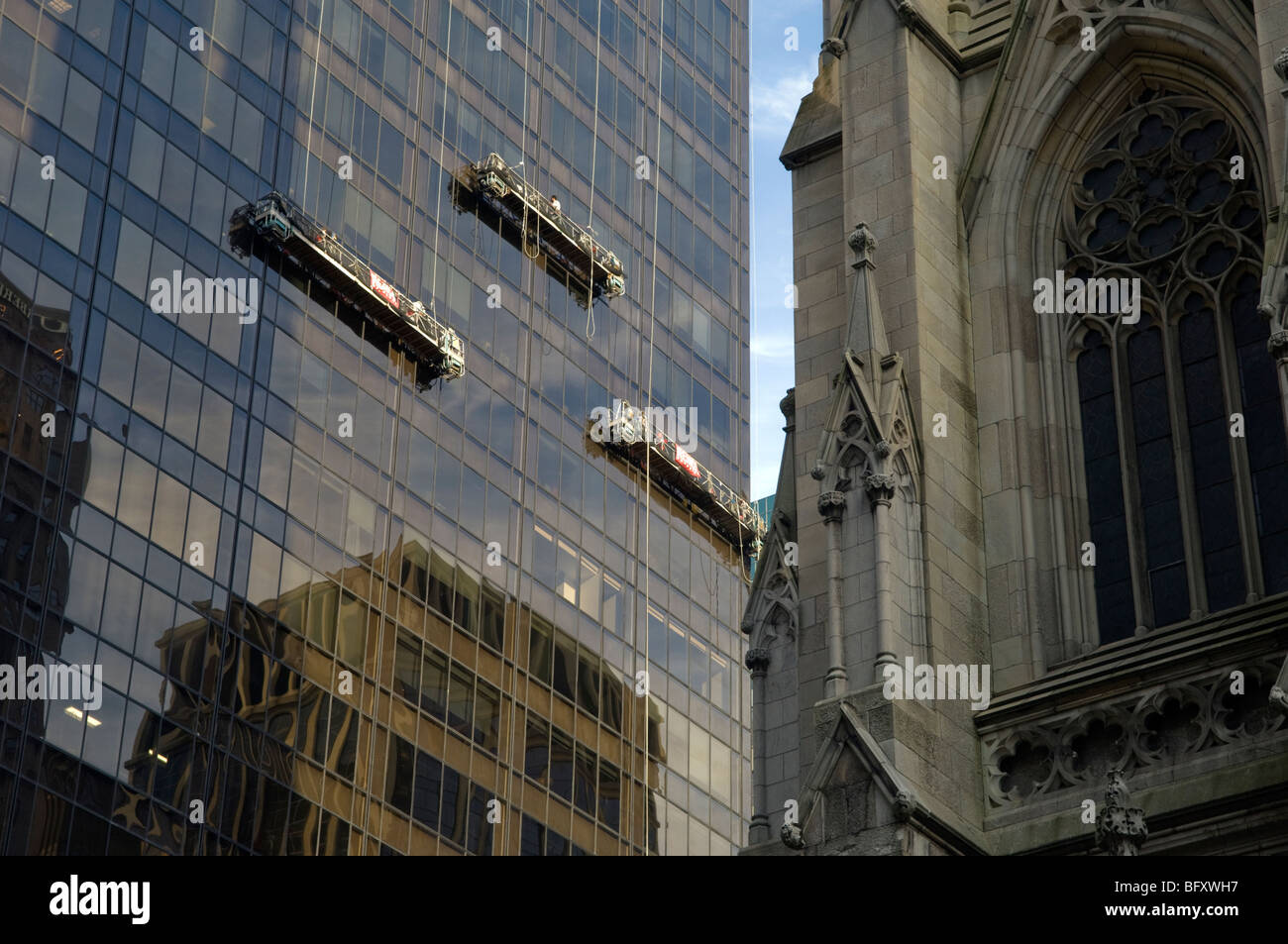 Window washers at the Olympic Tower in midtown in New York on Monday ...