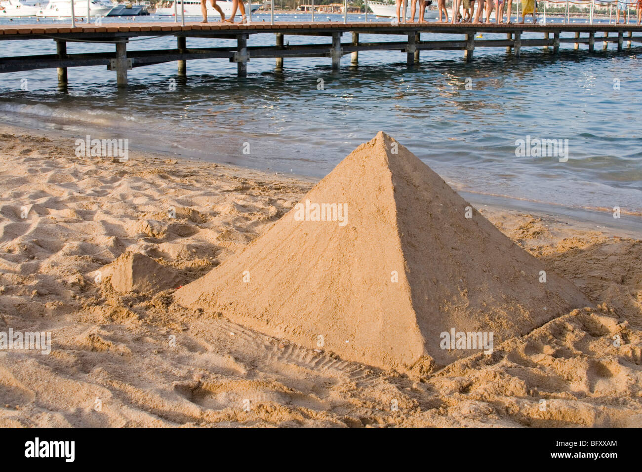 Pyramid Shaped Sand Castle Stock Photo - Alamy
