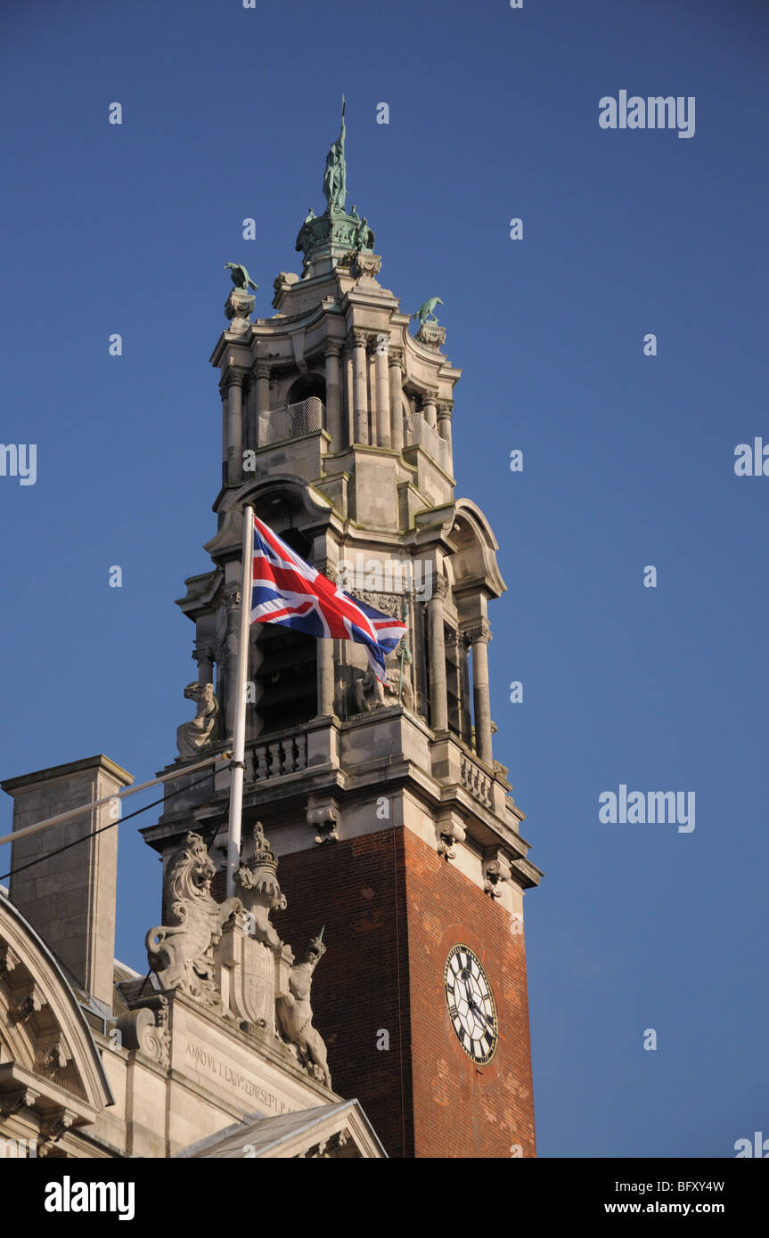 Building with Union Jack (United Kingdom) Flag, Colchester Essex Stock ...