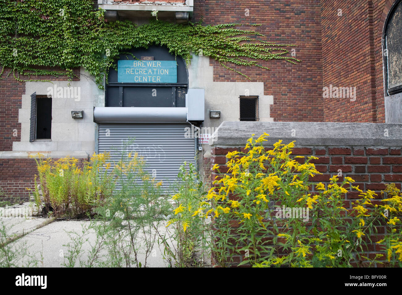 City of Detroit Recreation Center Closed Due to Budget Cuts Stock Photo ...