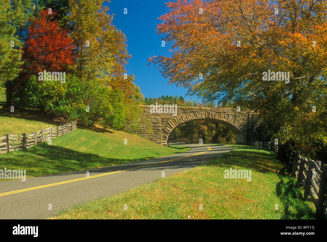 Blue ridge parkway appalachian mountains stone bridge hi-res stock ...