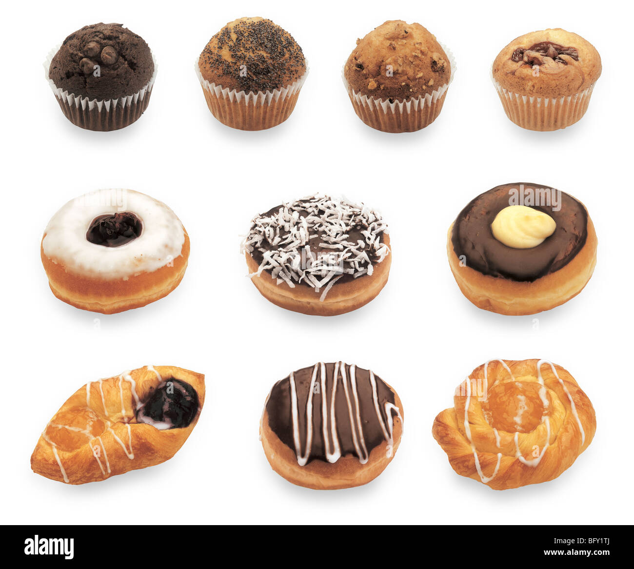 Different doughnut isolated on white background Stock Photo - Alamy