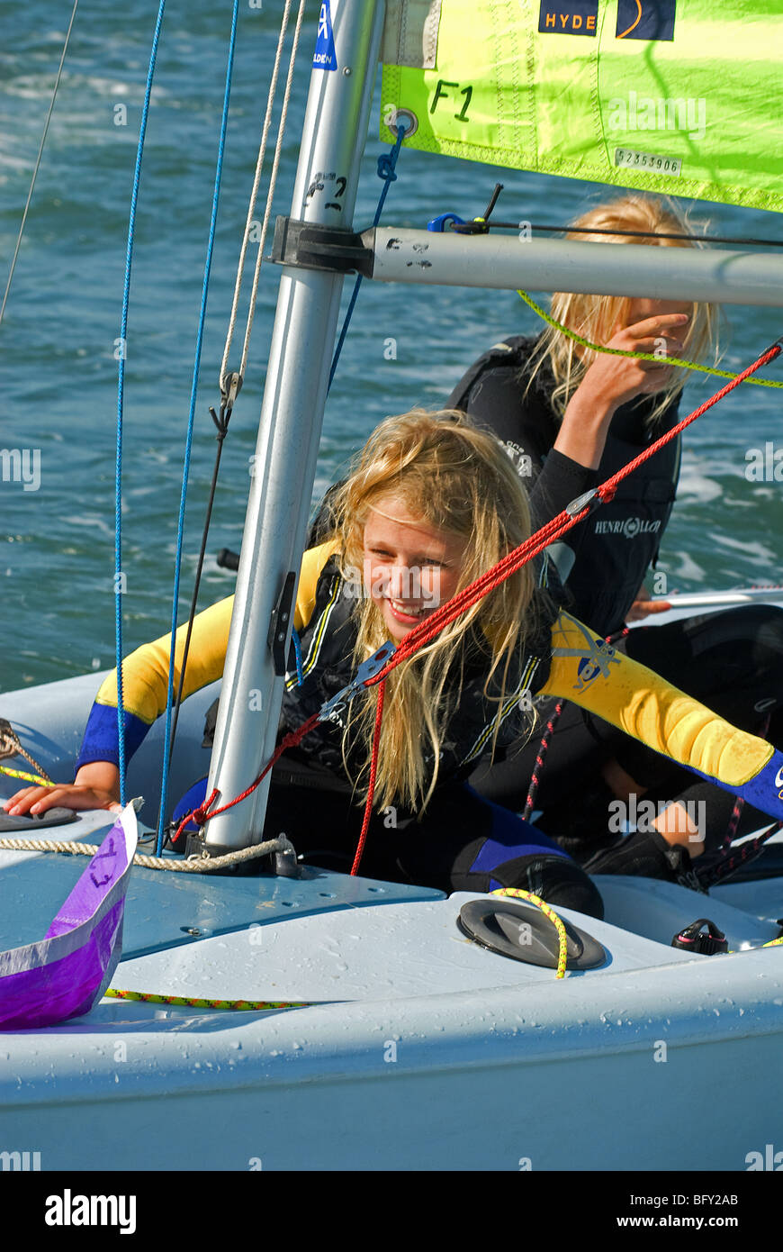Two young girls enjoying a sailing lesson with the Blakeney Point ...