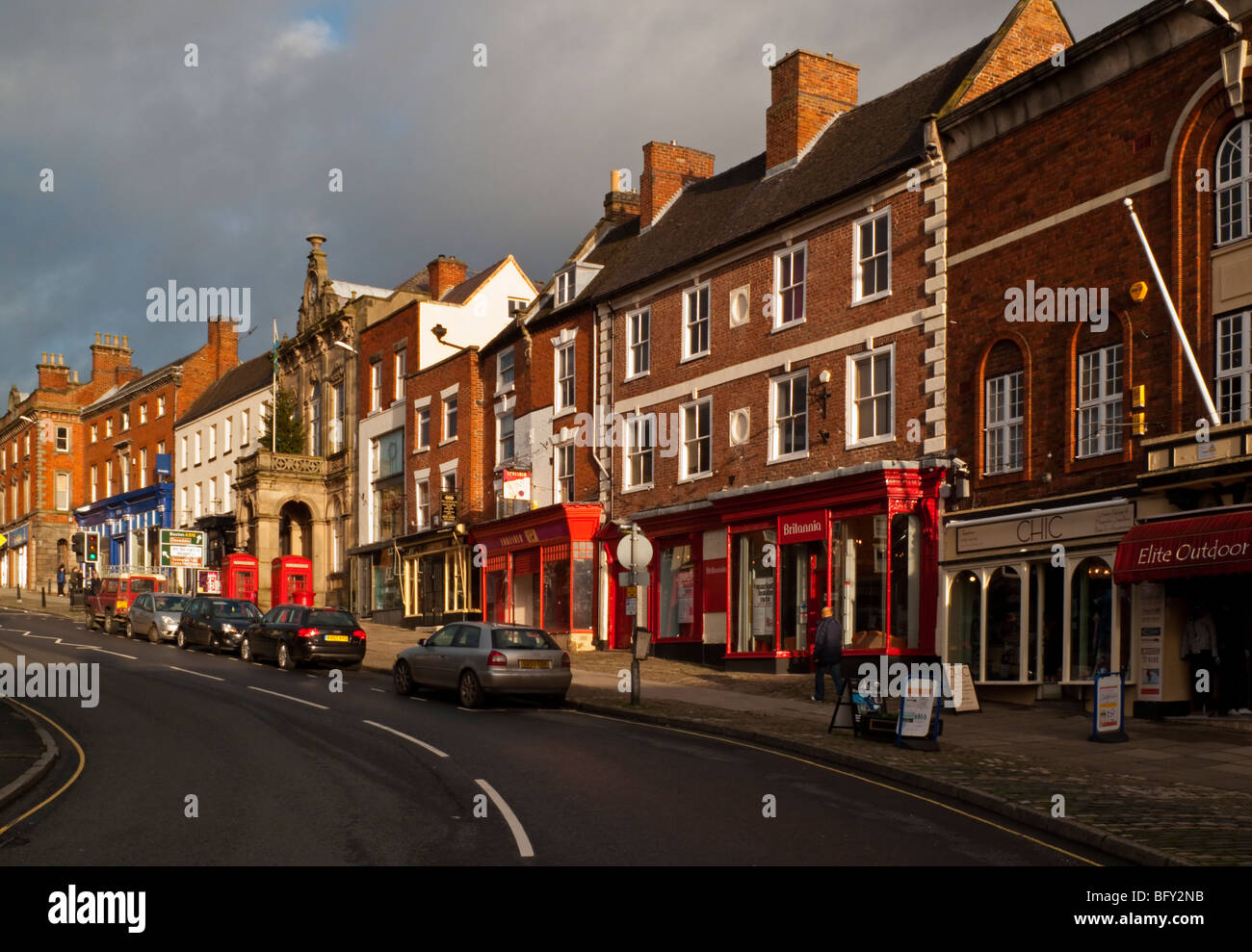 View of the high street in the town centre of Ashbourne in the ...