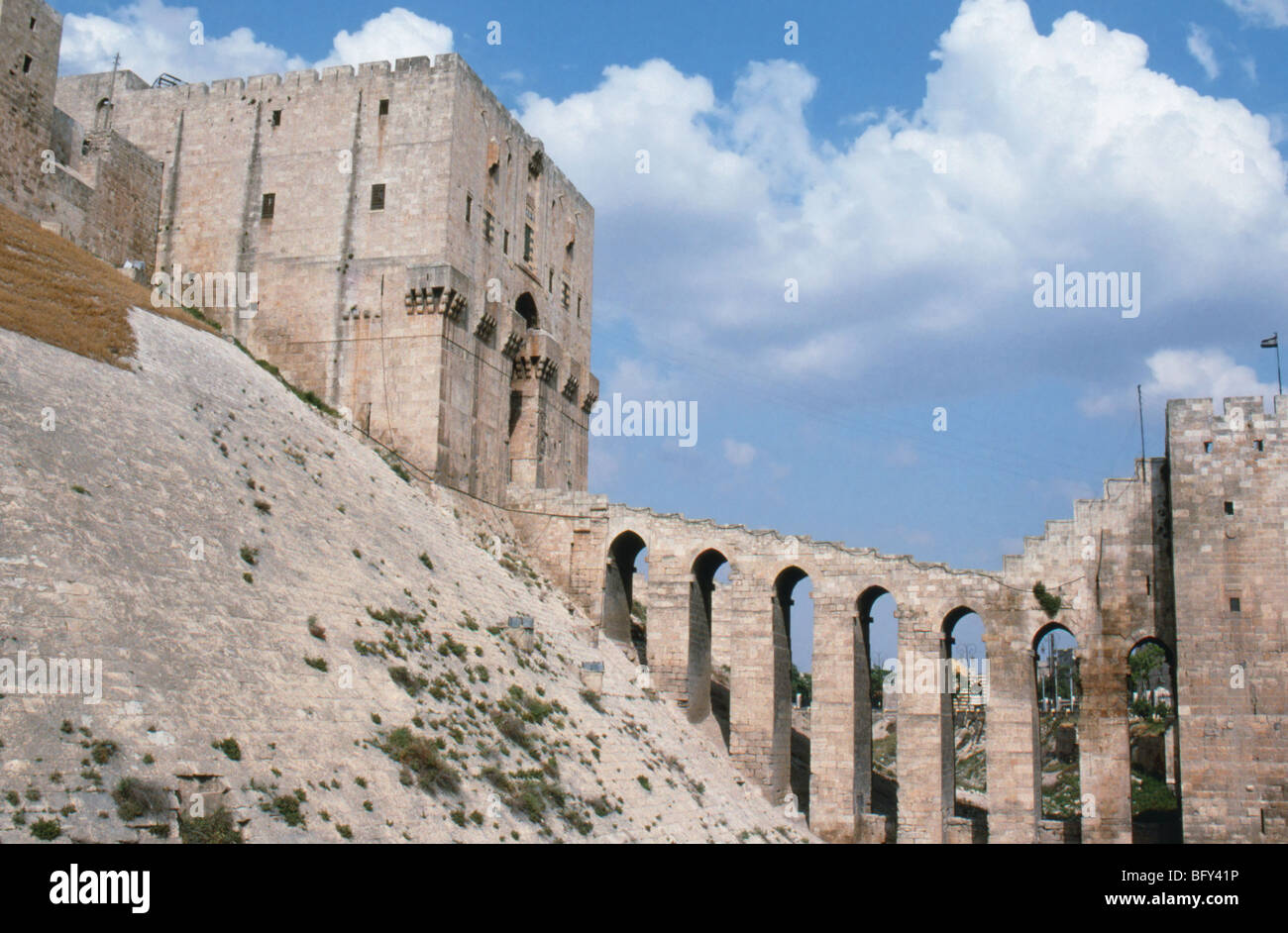 The citadel in Aleppo, Syria was built in the 13th century and ...