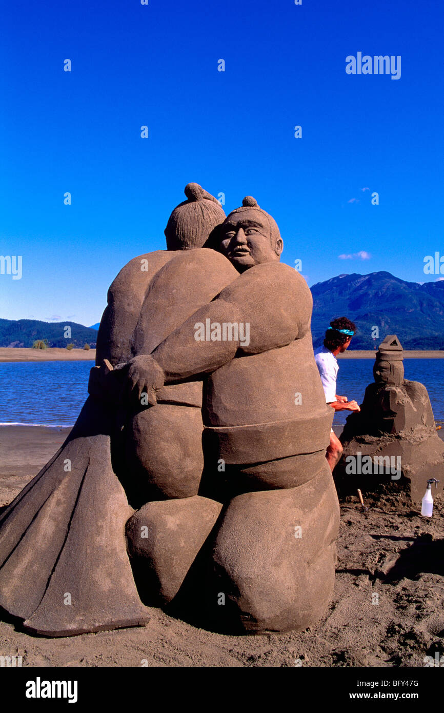 Sand Sculpture on Beach, Harrison Hot Springs, BC, British Columbia ...