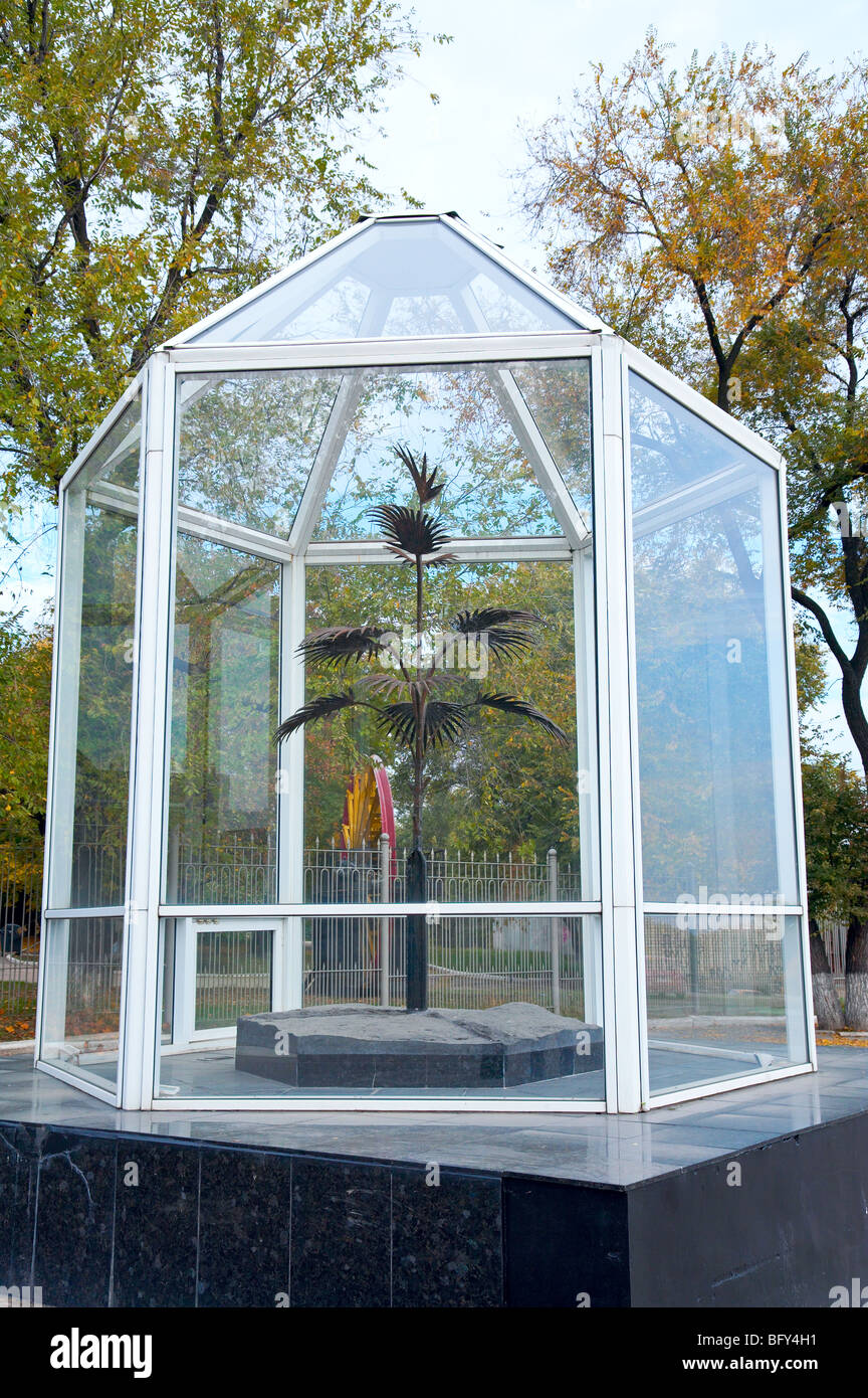 forged figure of palm-tree in public "Park of forged figures" in center ...