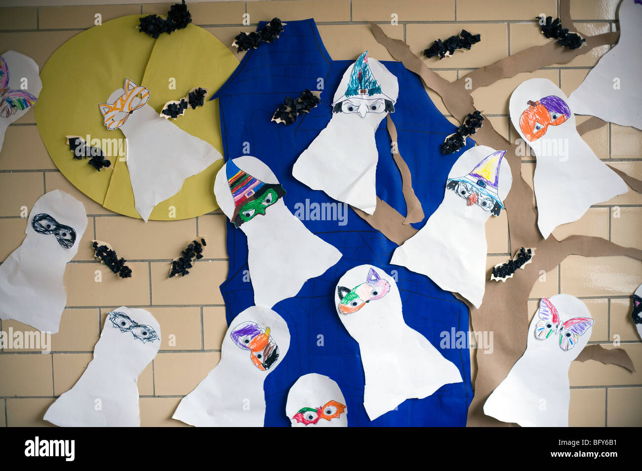 Halloween wall display at preschool Stock Photo - Alamy