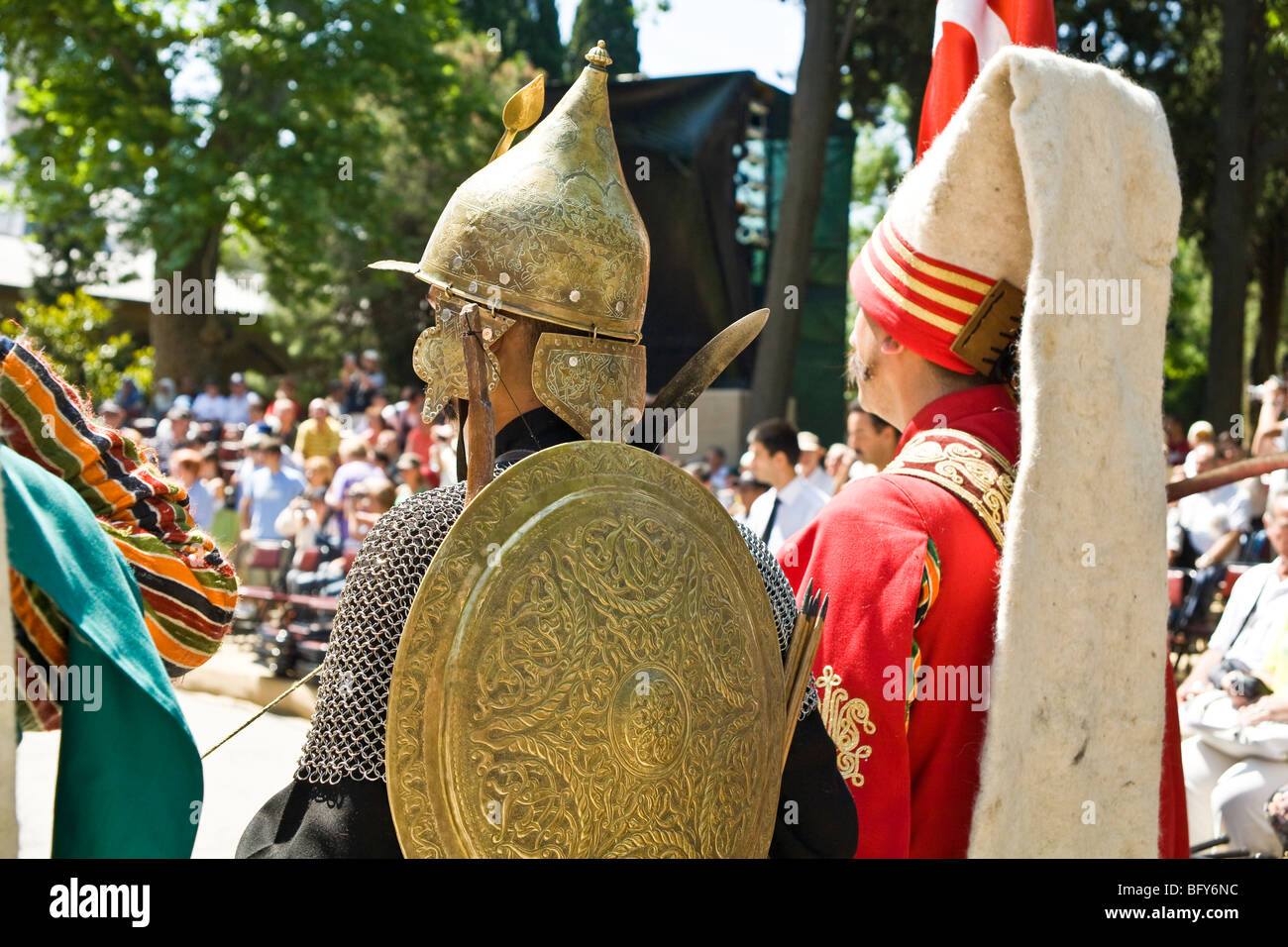 Ottoman military band "mehter" performing for tourists at Topakapi ...