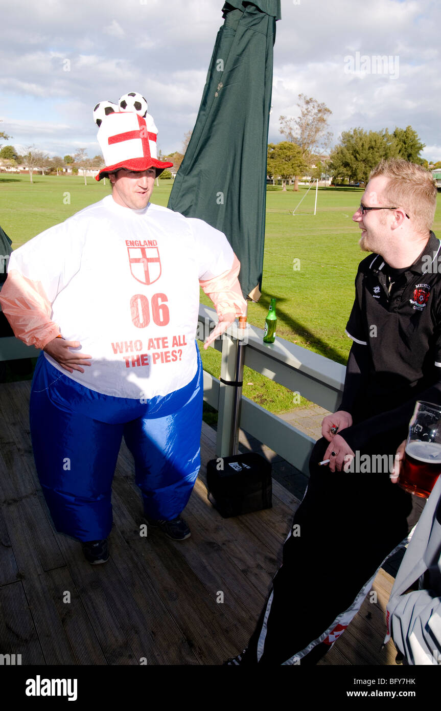 English football supporter with inflatable costume Stock Photo - Alamy