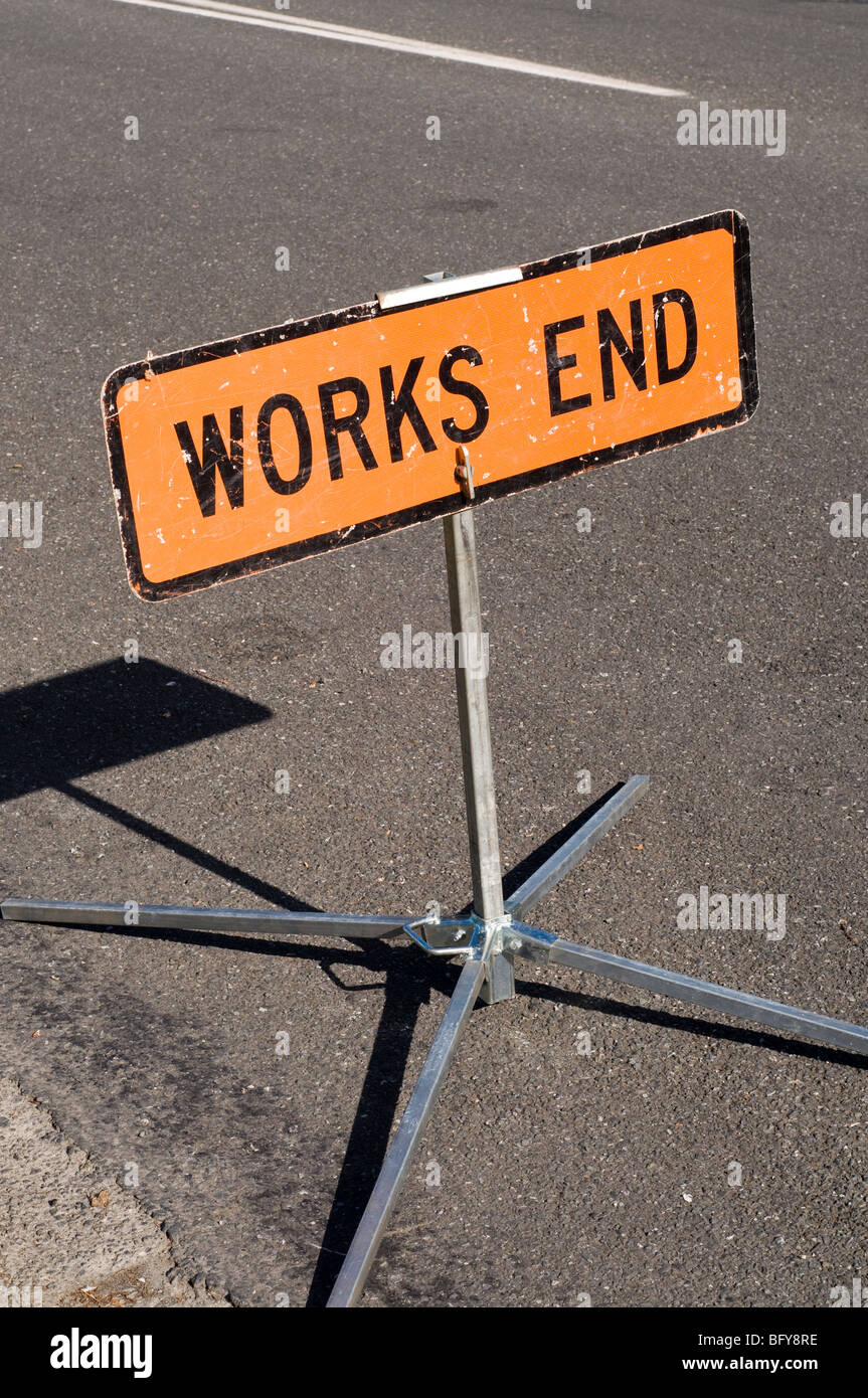 works end road sign Stock Photo - Alamy