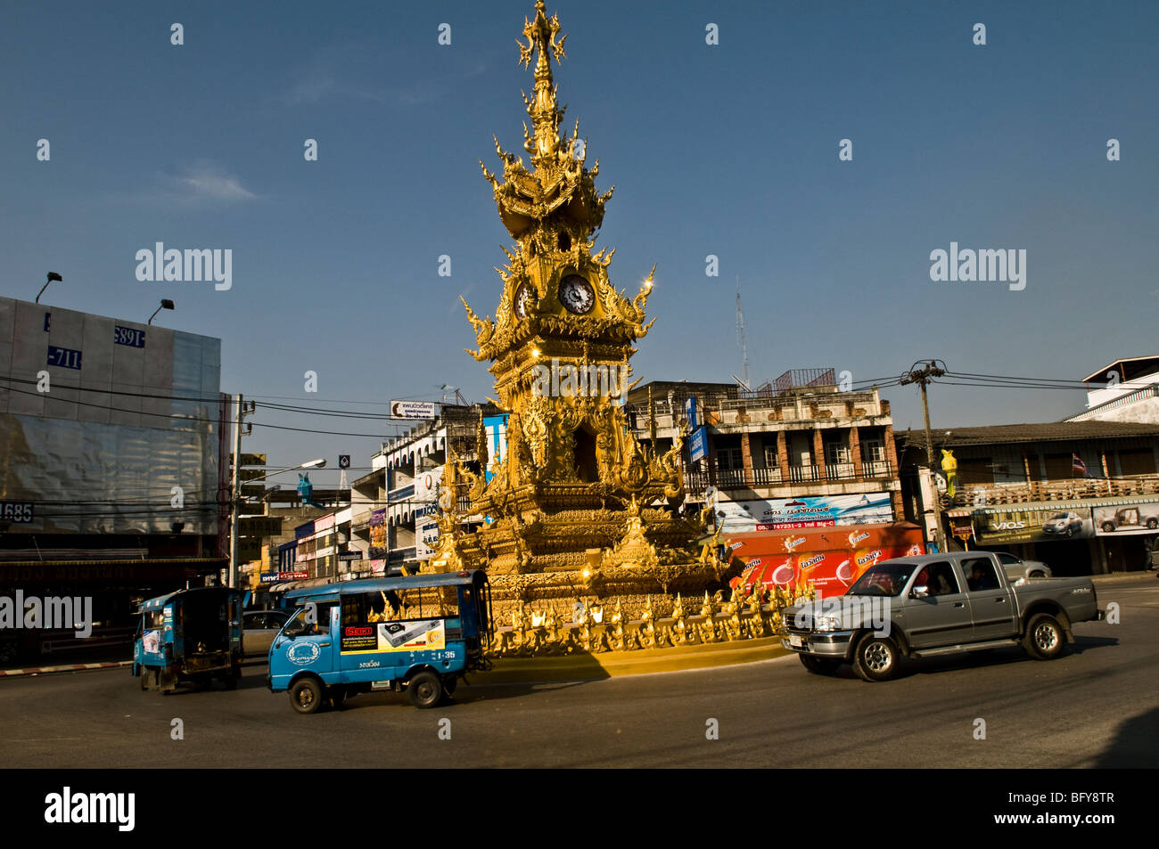 The golden clock tower in Chiang Rai, Thailand Stock Photo - Alamy