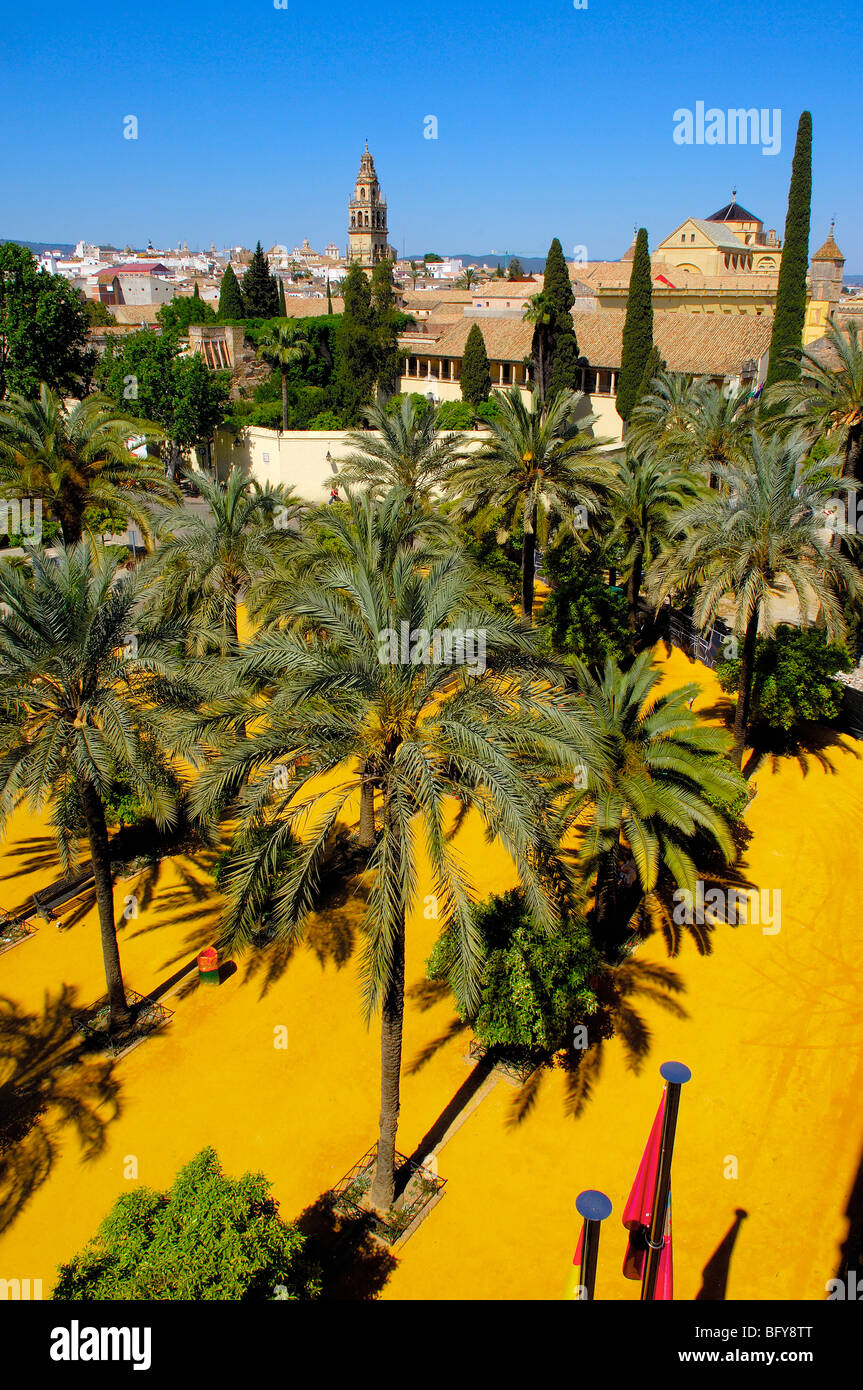 The Alcazar of Catholic Kings and minaret tower of the Great Mosque ...