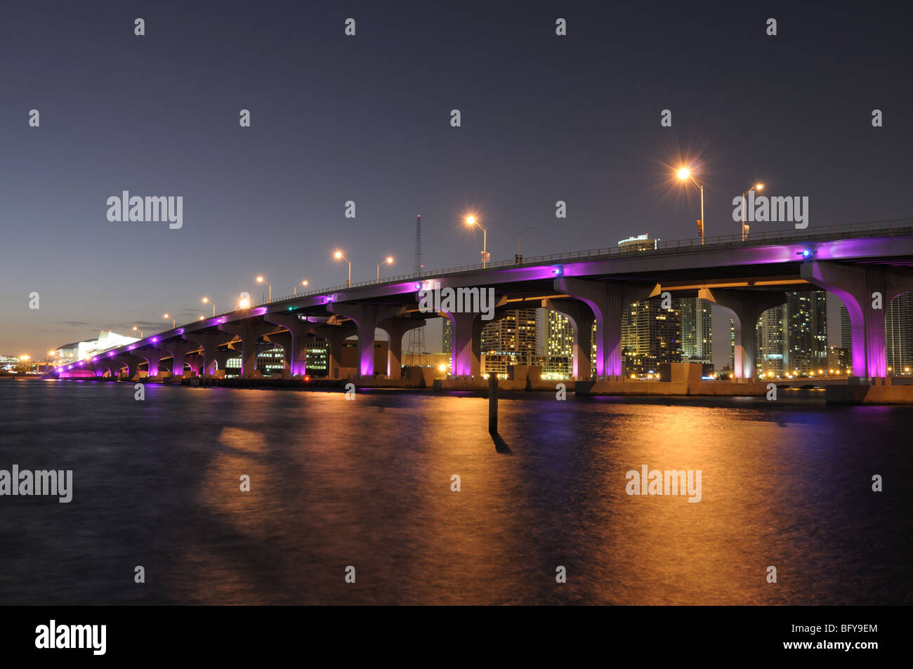 Bridge over the Biscayne Bay in Miami, Florida USA Stock Photo - Alamy
