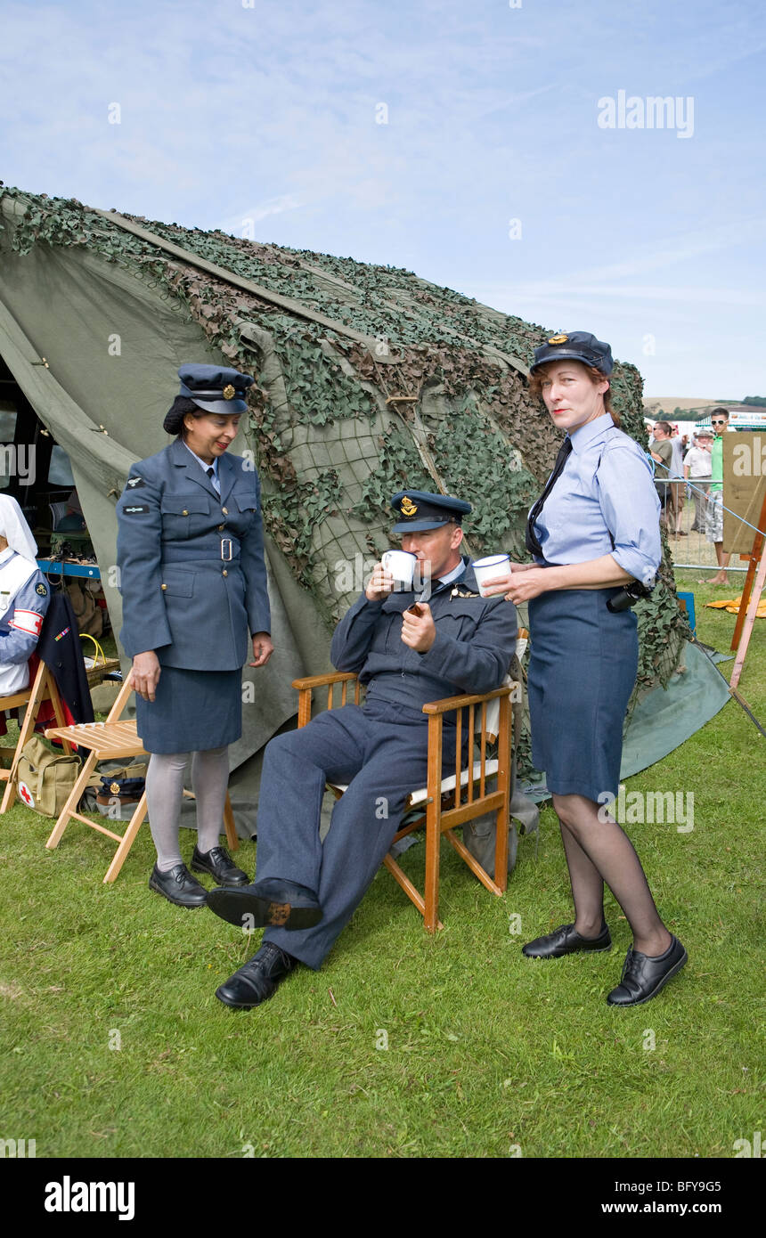 Pilot being served tea members of WAAF. Battle of Britain Re-enactment ...