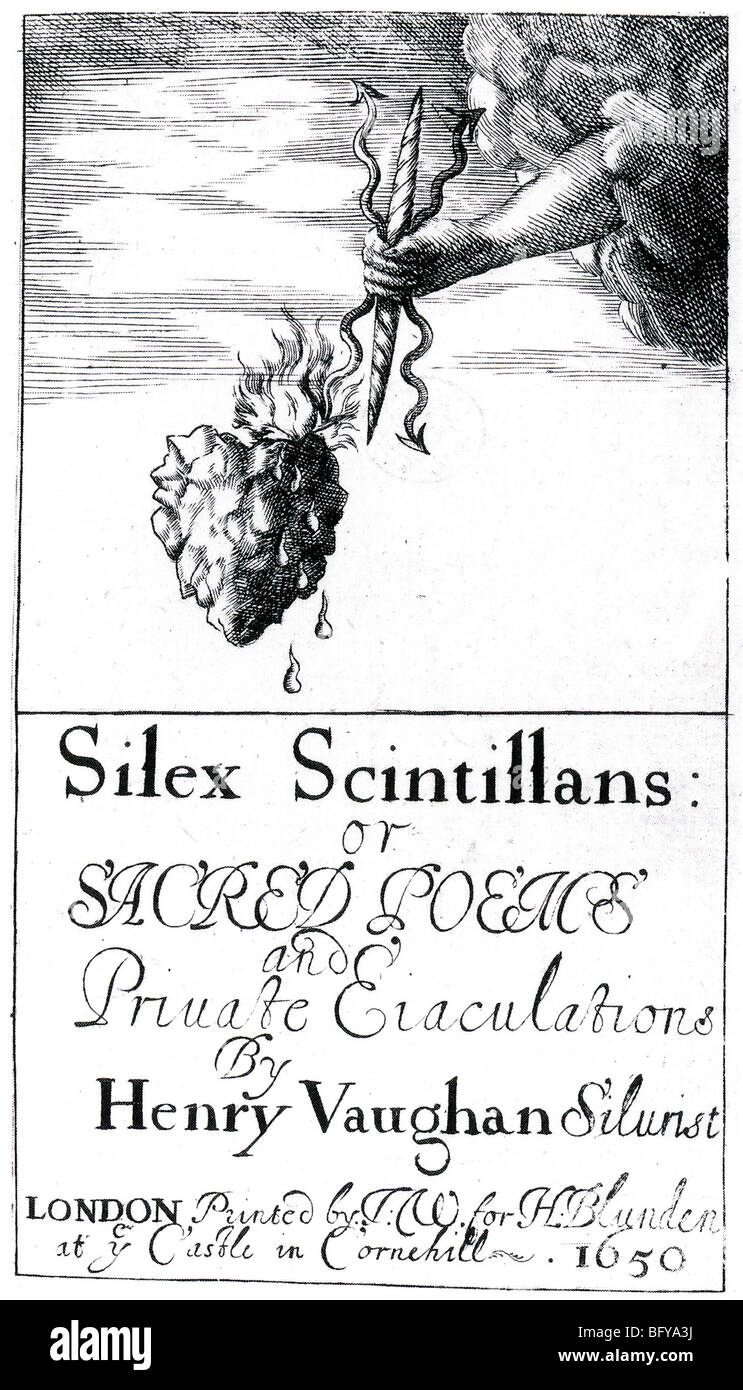 HENRY VAUGHAN - Welsh mystic poet 1622-1695. Frontespiece of his 1650 ...