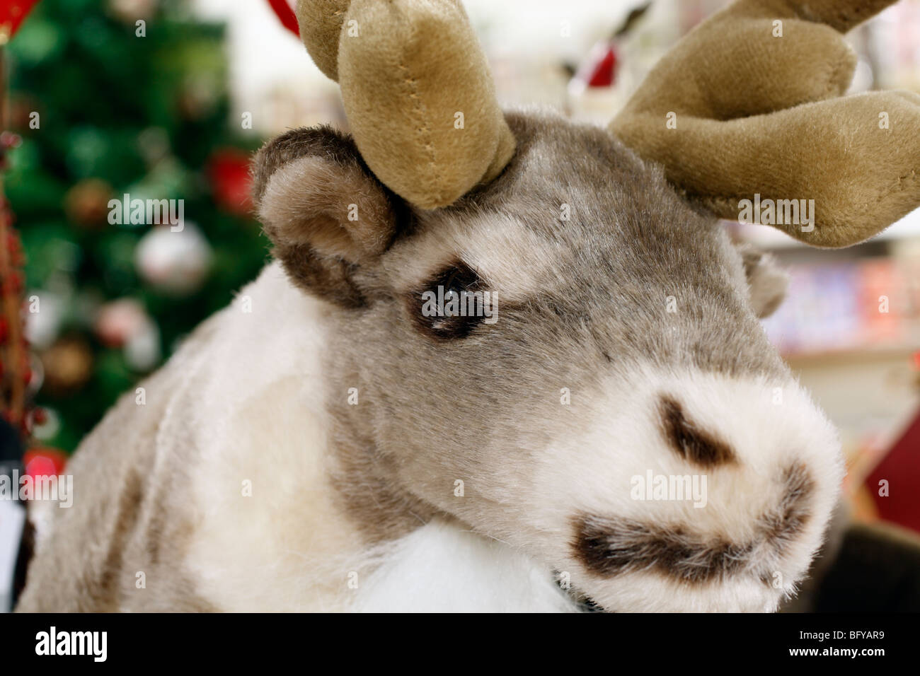 A reindeer figure in a Christmas display Stock Photo - Alamy