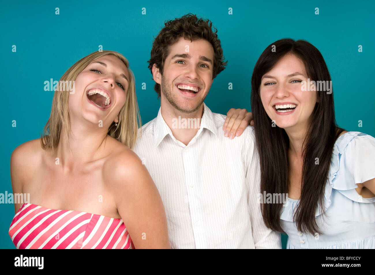 Man woman smiling at camera cut out hi-res stock photography and images ...