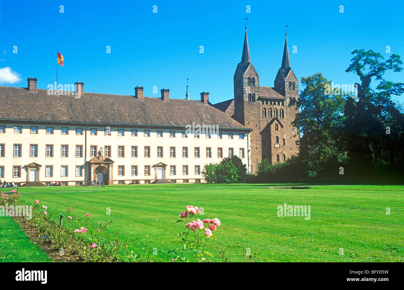 Corvey Monastery with Church, Hoexter, North Rhine-Westfalia, Germany ...