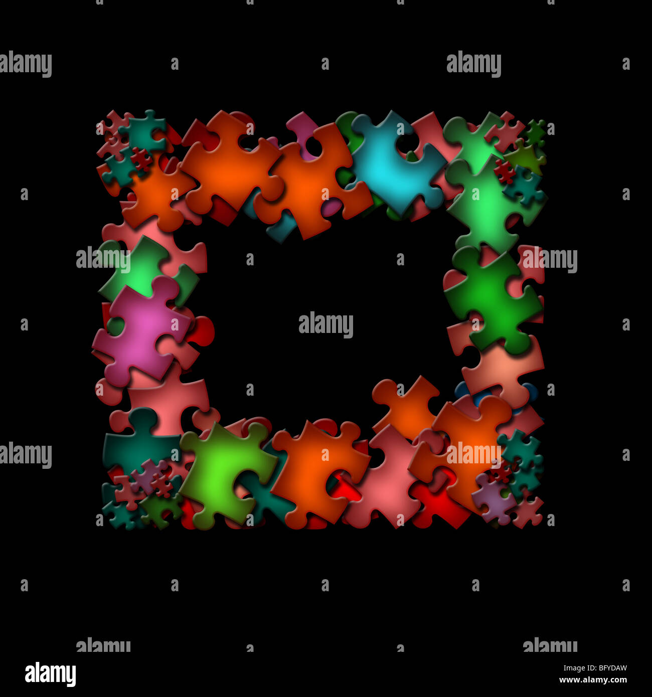 There is a frame from colorful puzzle elements Stock Photo - Alamy