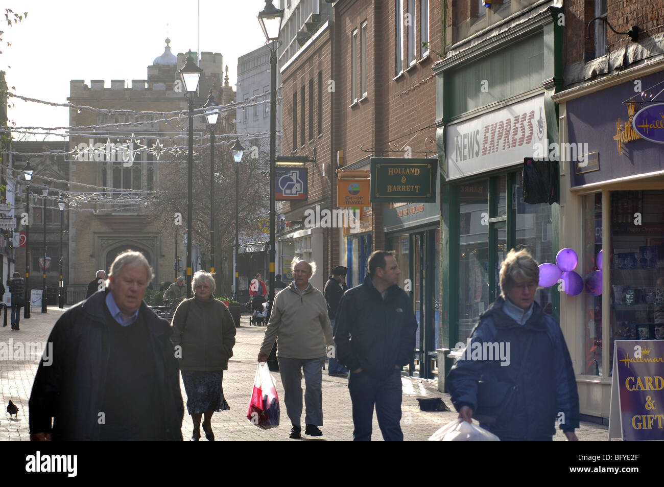 High Street in winter, Rugby, Warwickshire, England, UK Stock Photo - Alamy