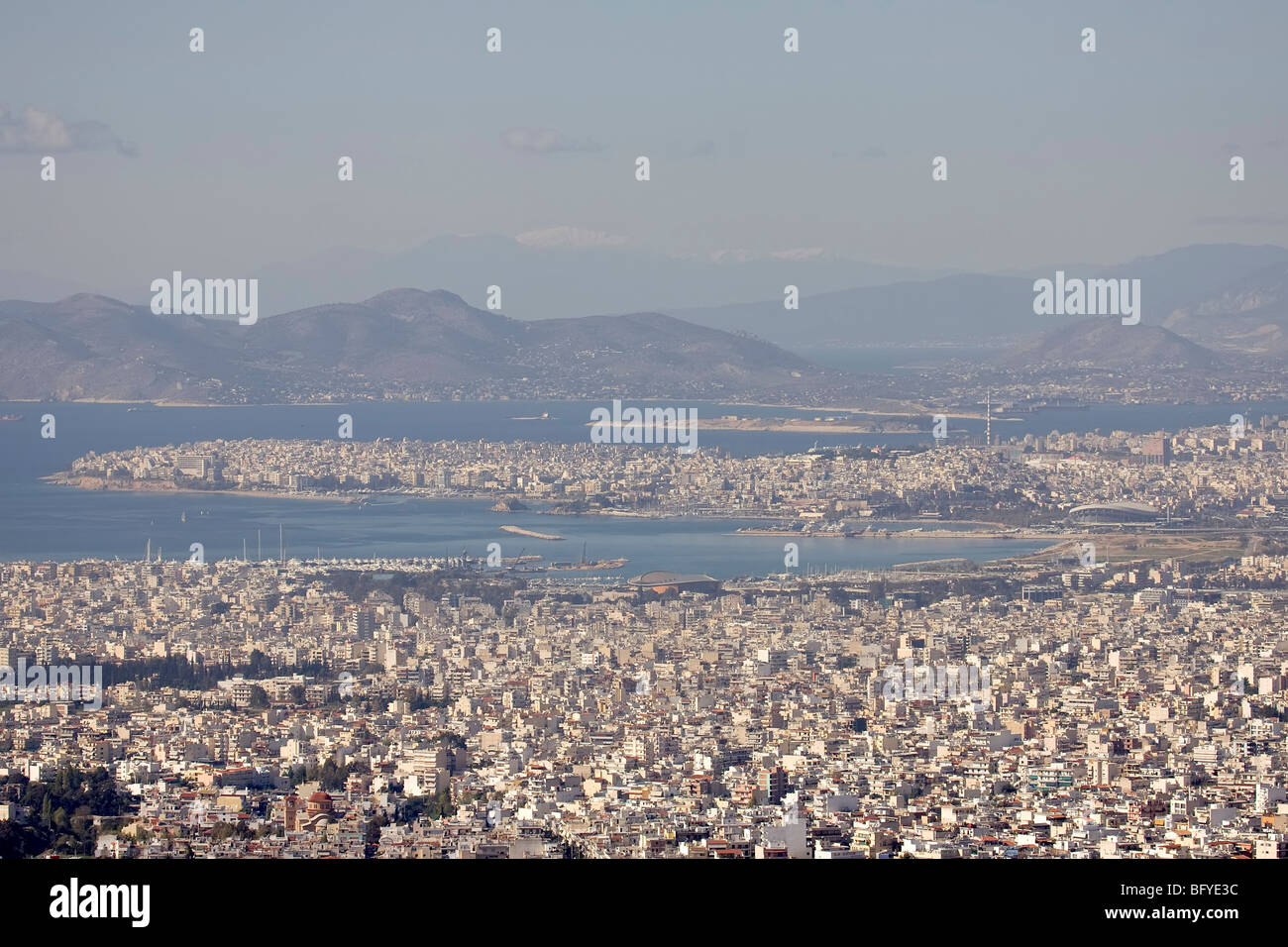 A high view of the city of Piraeus, the port of Athens, Greece Stock ...