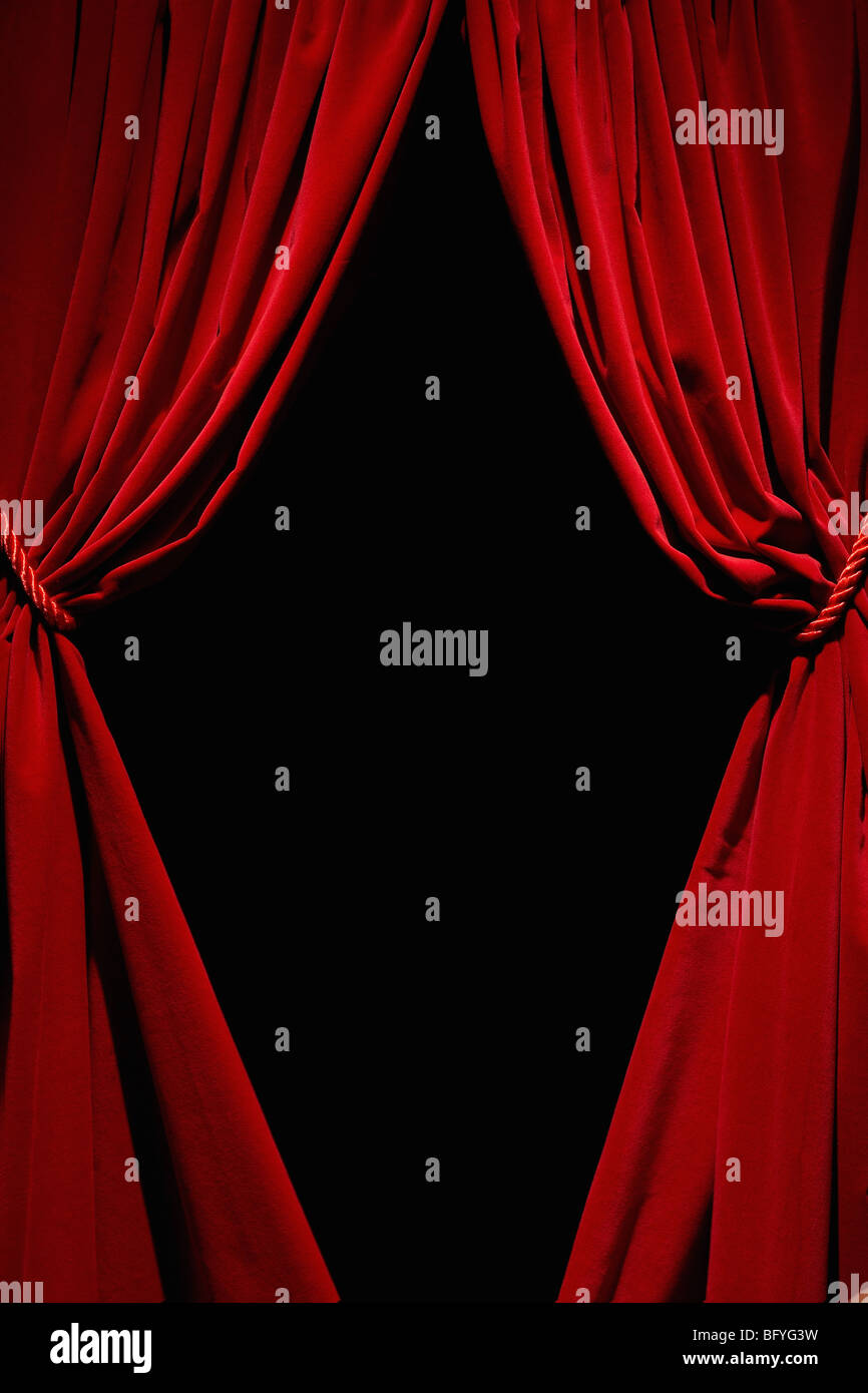 Red velvet curtains Stock Photo - Alamy