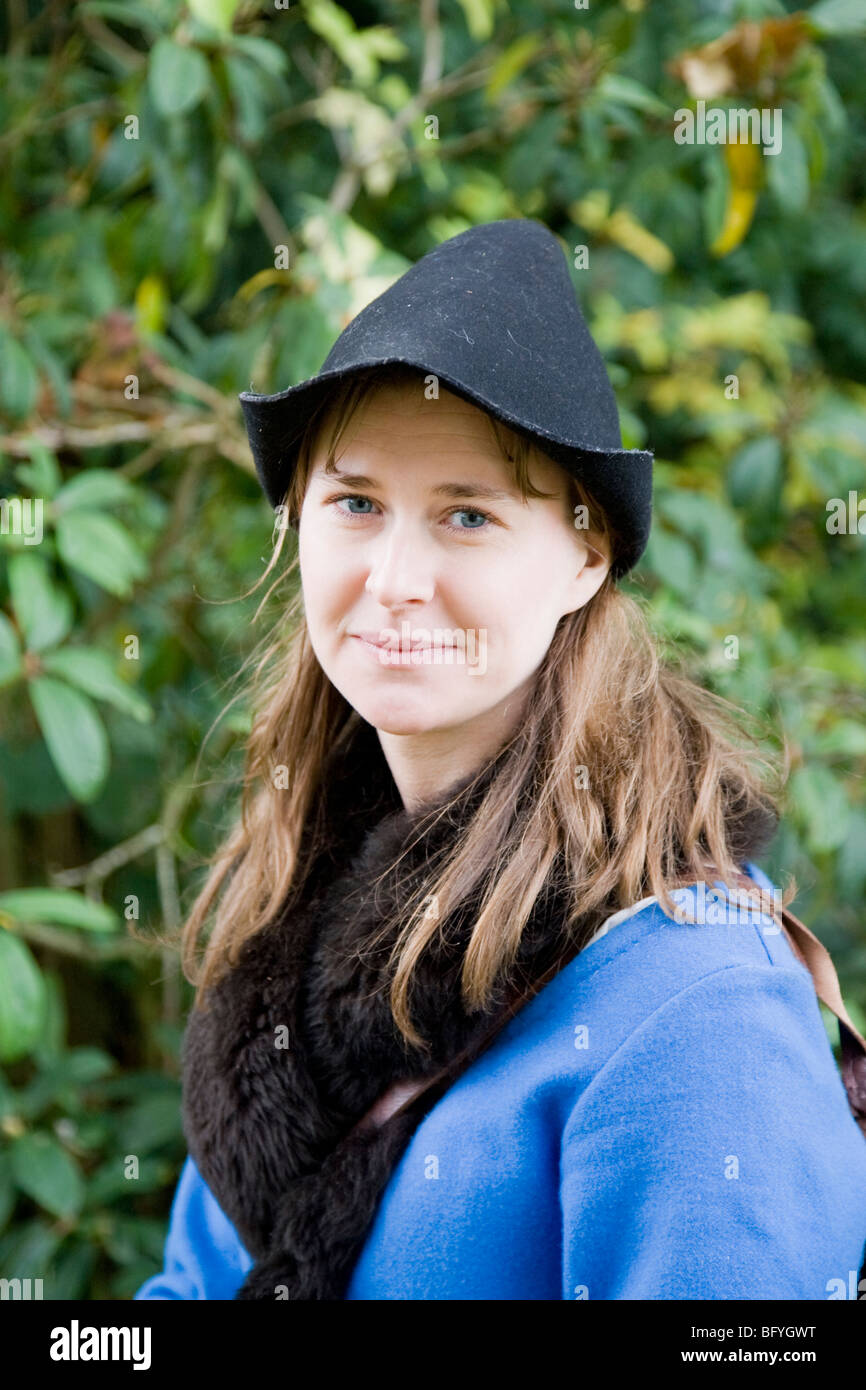 Girl in period costume portraying a 15th century minstrel Stock Photo ...