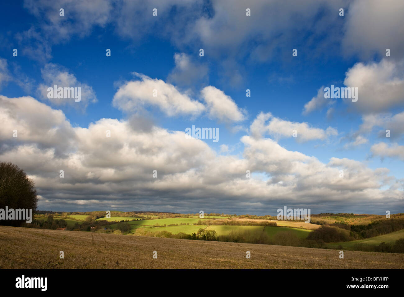 Chilterns countryside landscape view towards the Chess valley ...