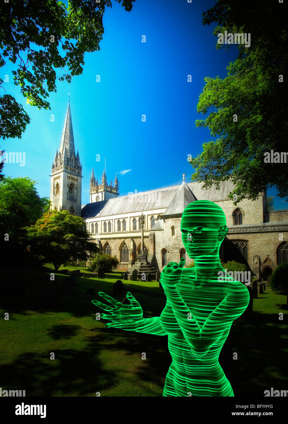 Ghost like Female figure near Llandaff Cathedral, Cardiff, Wales, UK ...