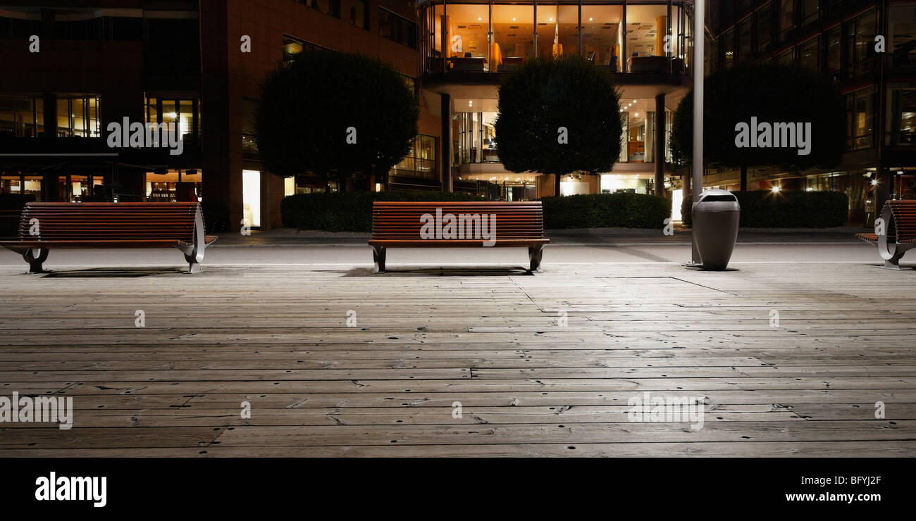 Street bench at night Stock Photo - Alamy