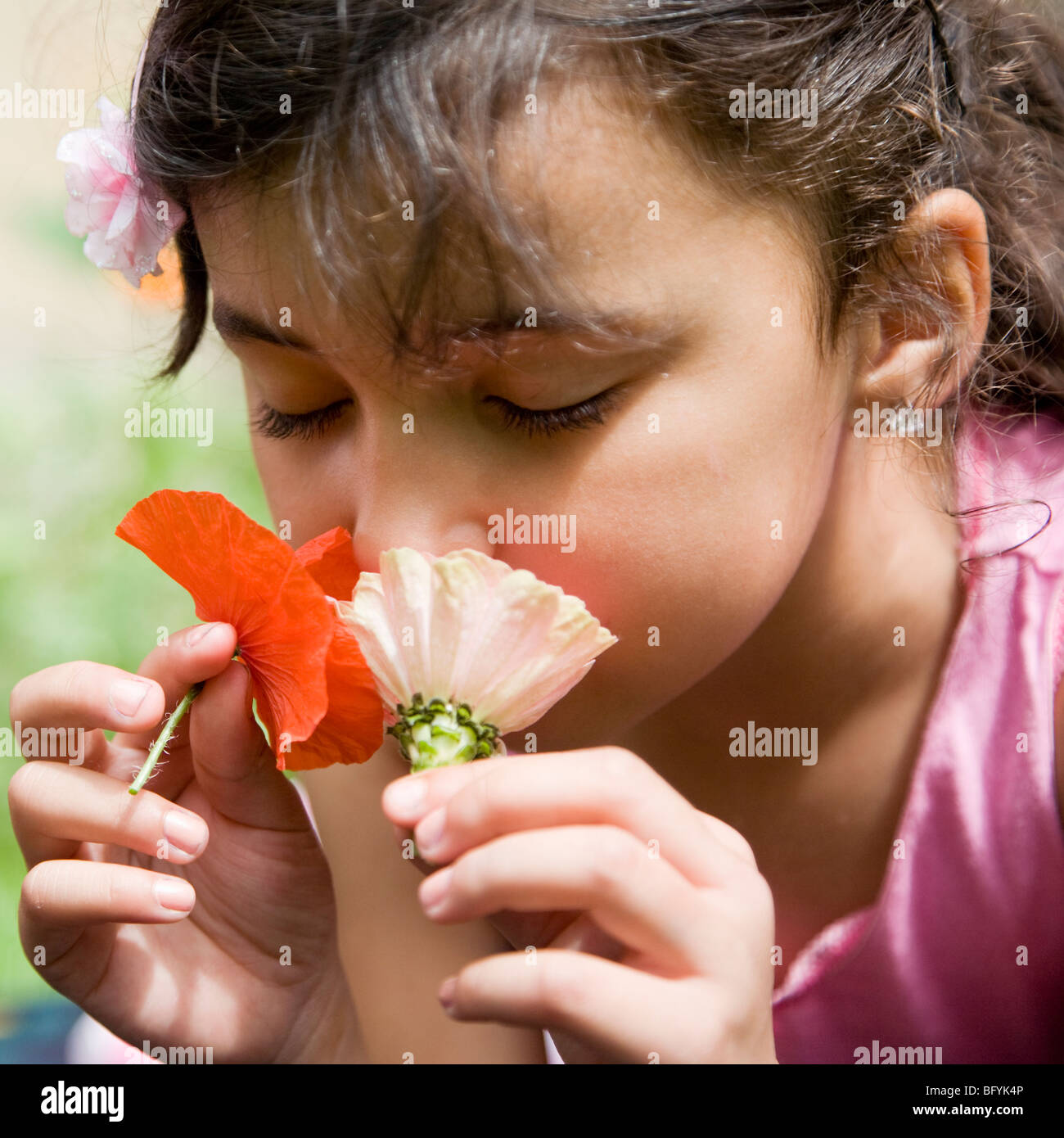 Child with flowers Stock Photo - Alamy