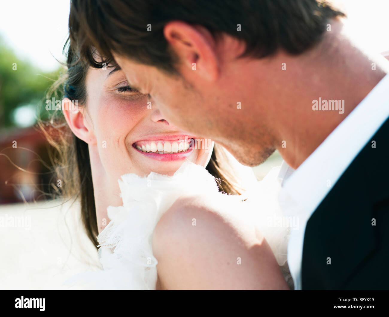 Side view laughing bride hi-res stock photography and images - Alamy