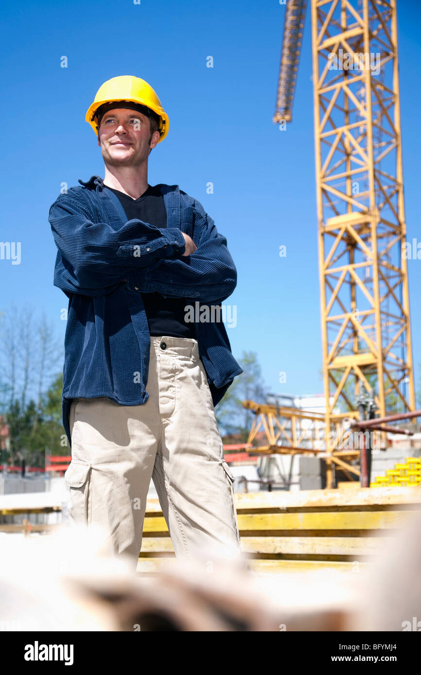 portrait of worker on construction site Stock Photo - Alamy