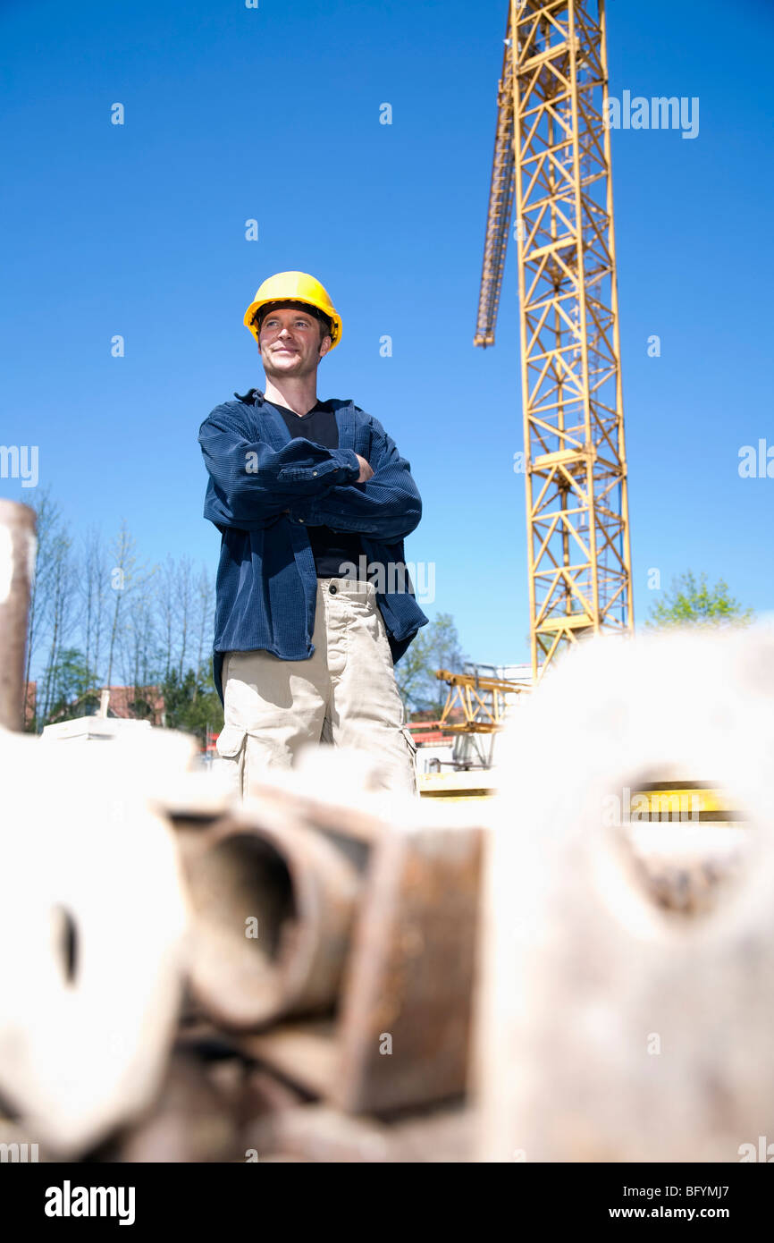 portrait of worker on construction site Stock Photo - Alamy