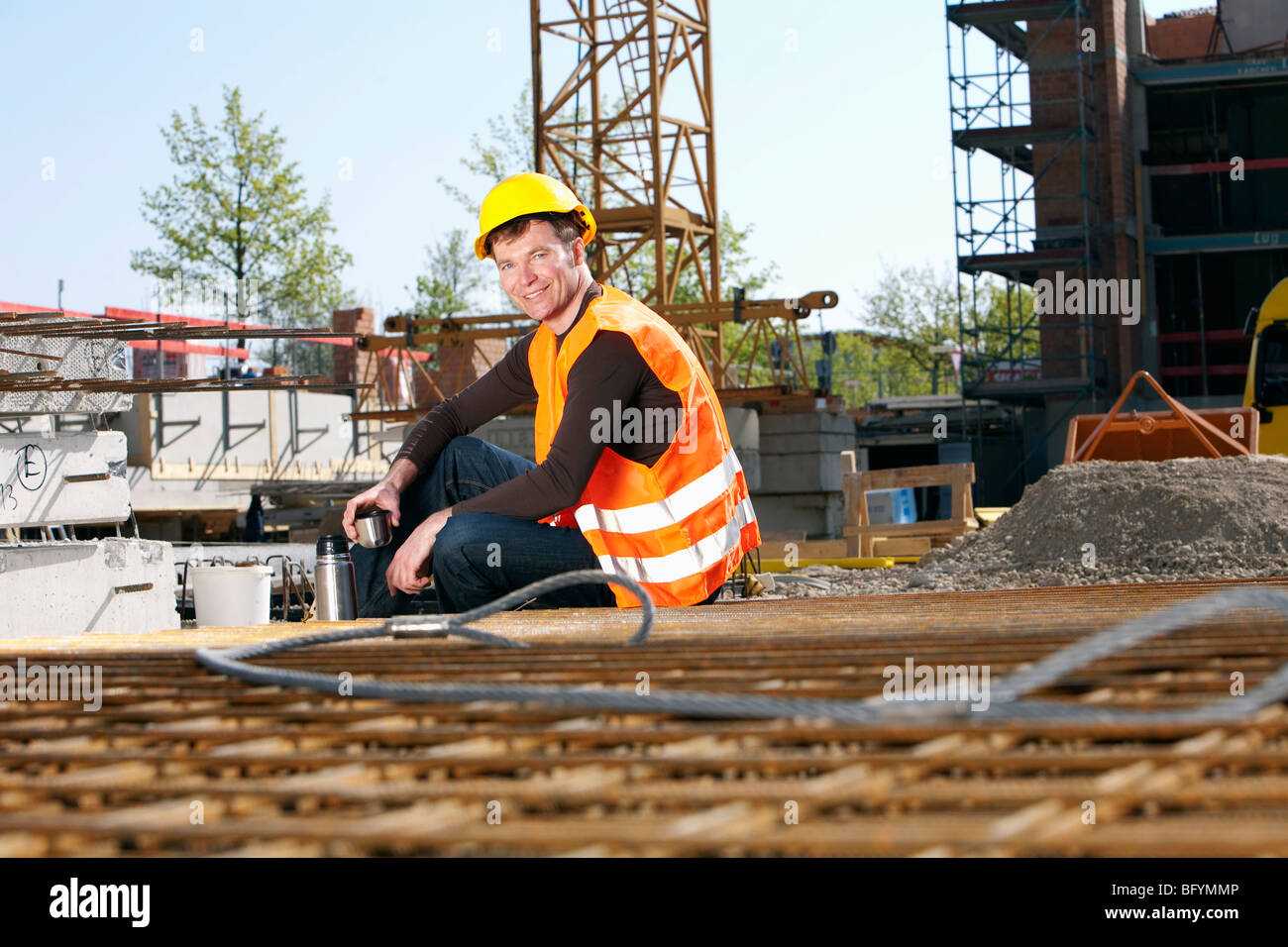 construction worker taking a break Stock Photo - Alamy